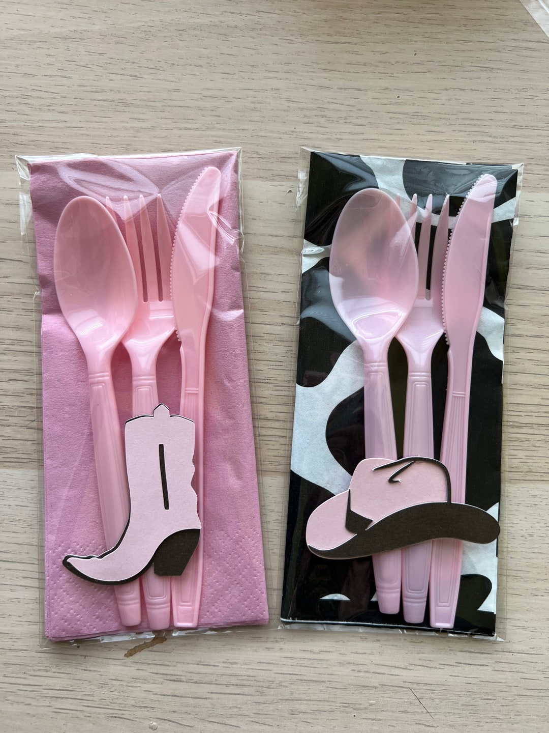 Cowboy Utensils Farm Cow, Fork Spoon Knife Wrapped in Napkin, Cowboy ...