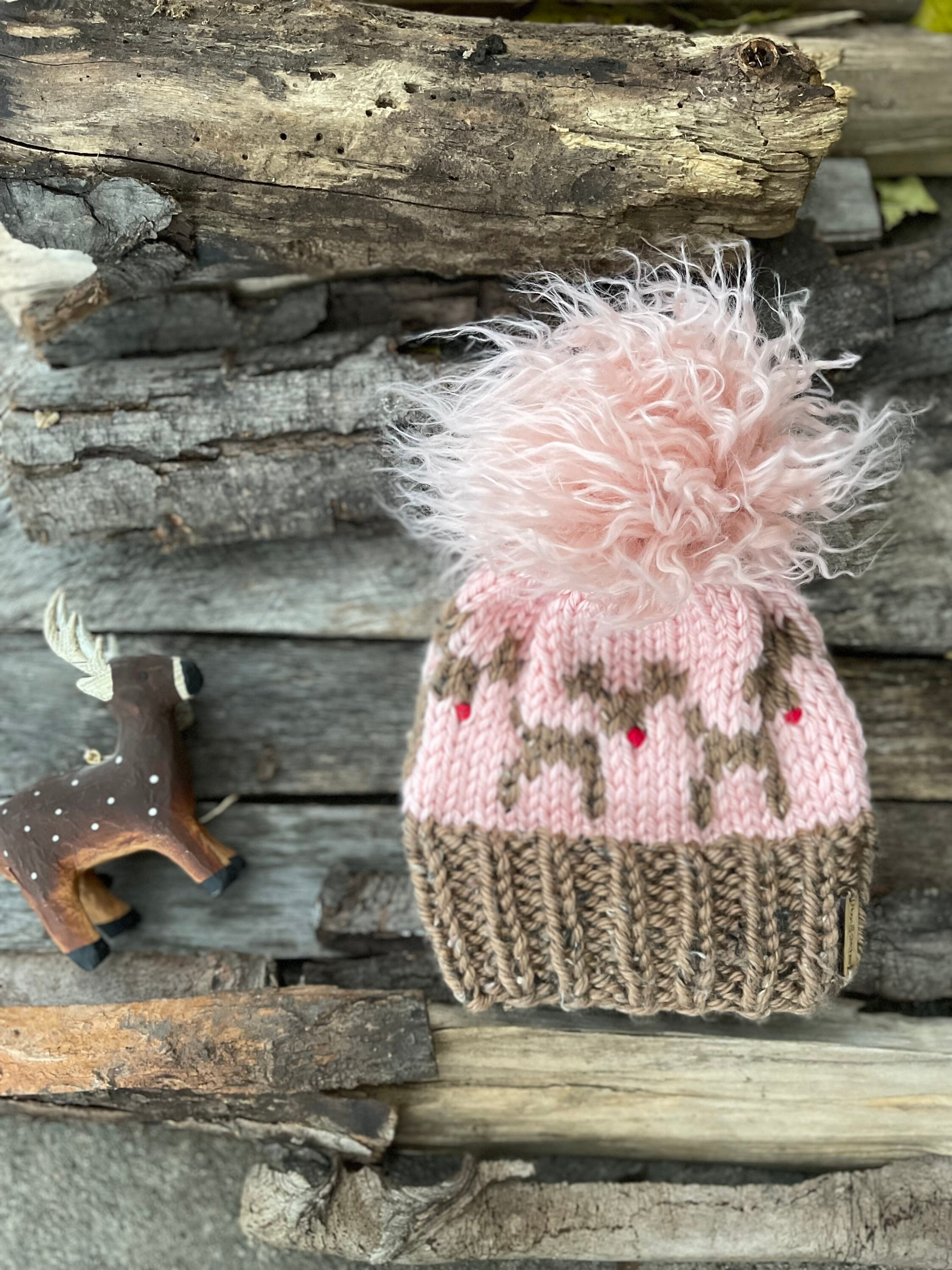 Rudolph Hat, Reindeer Hat, Slouchy Hat, Millennial Pink Beanie, Secret ...