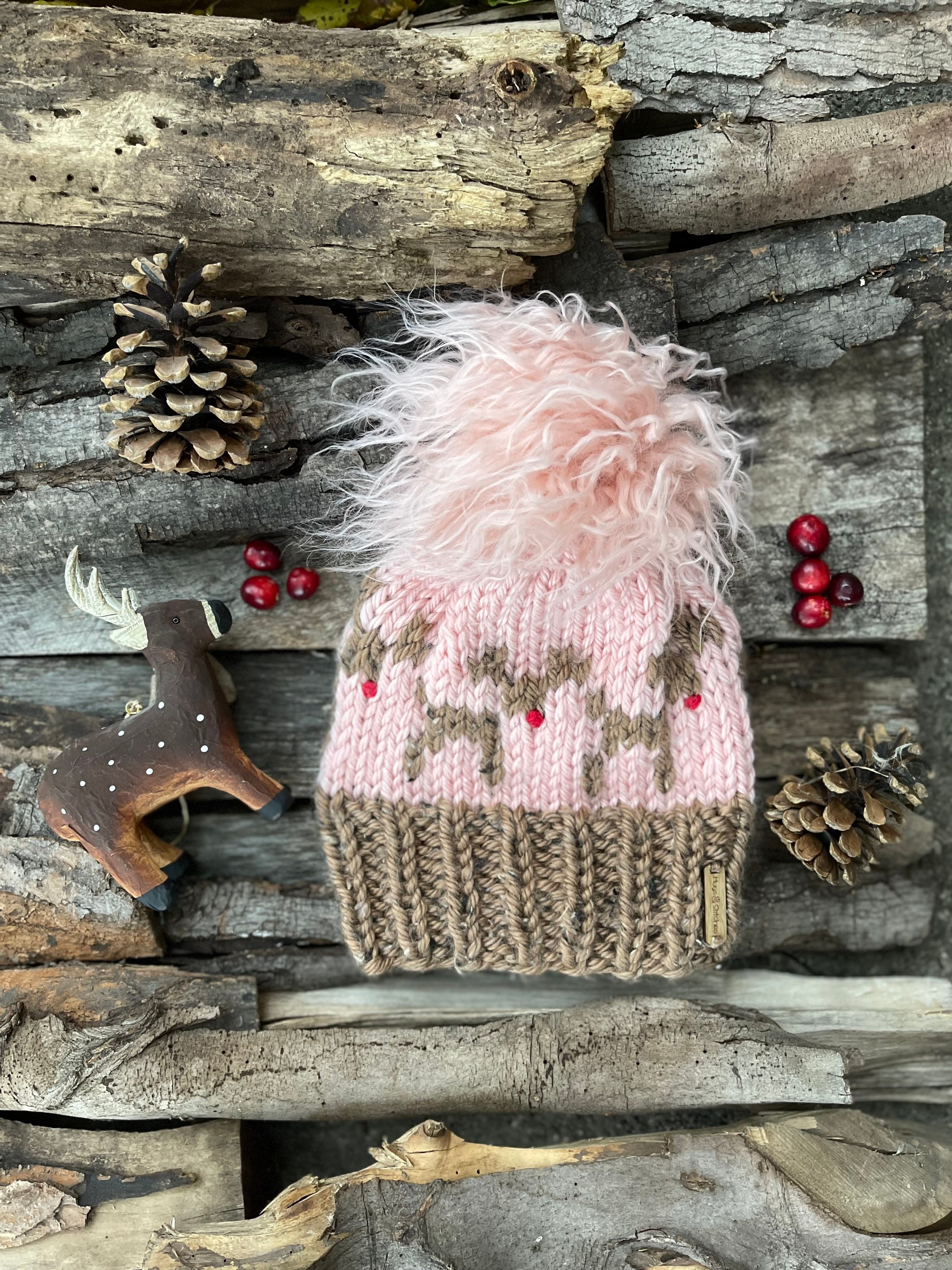 Rudolph Hat, Reindeer Hat, Slouchy Hat, Millennial Pink Beanie, Secret ...