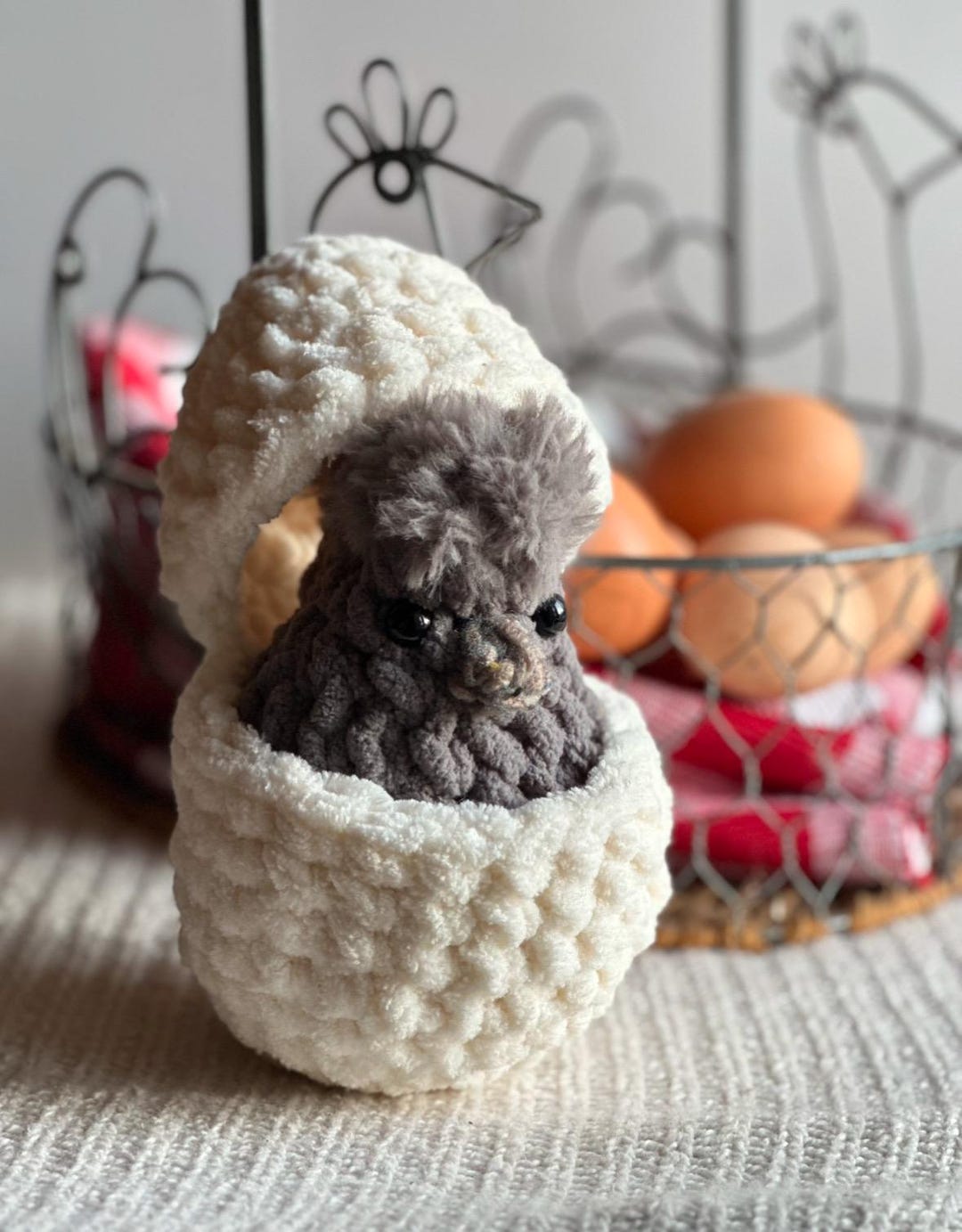 Silkie Chicken, Crochet Hatching Chicken, Baby Chicken in Shell, Easter ...