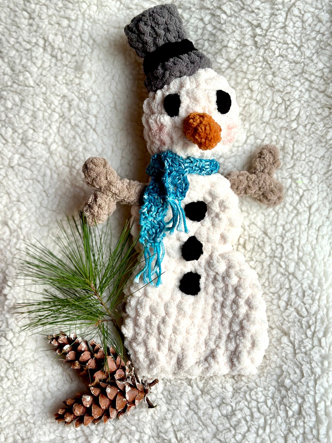 Soft Snowman Plushie, Crochet Snowman Lovey, Plush Snowman Lovey ...