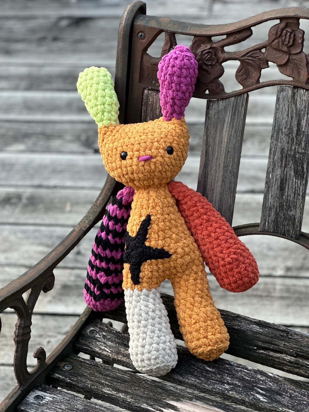 Crochet Mended Monster Plushie: Maverick Cuddler With Star Patch - Etsy