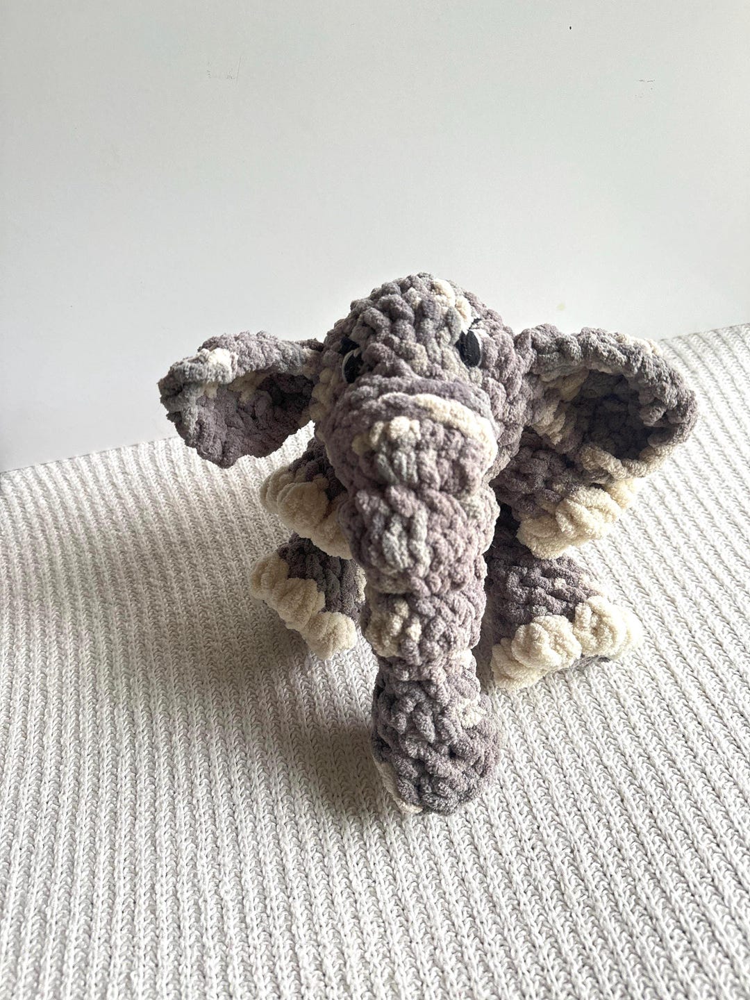 Ash the Elephant Plushie, Crochet Animal Cuddler, Plush Elephant Toy ...