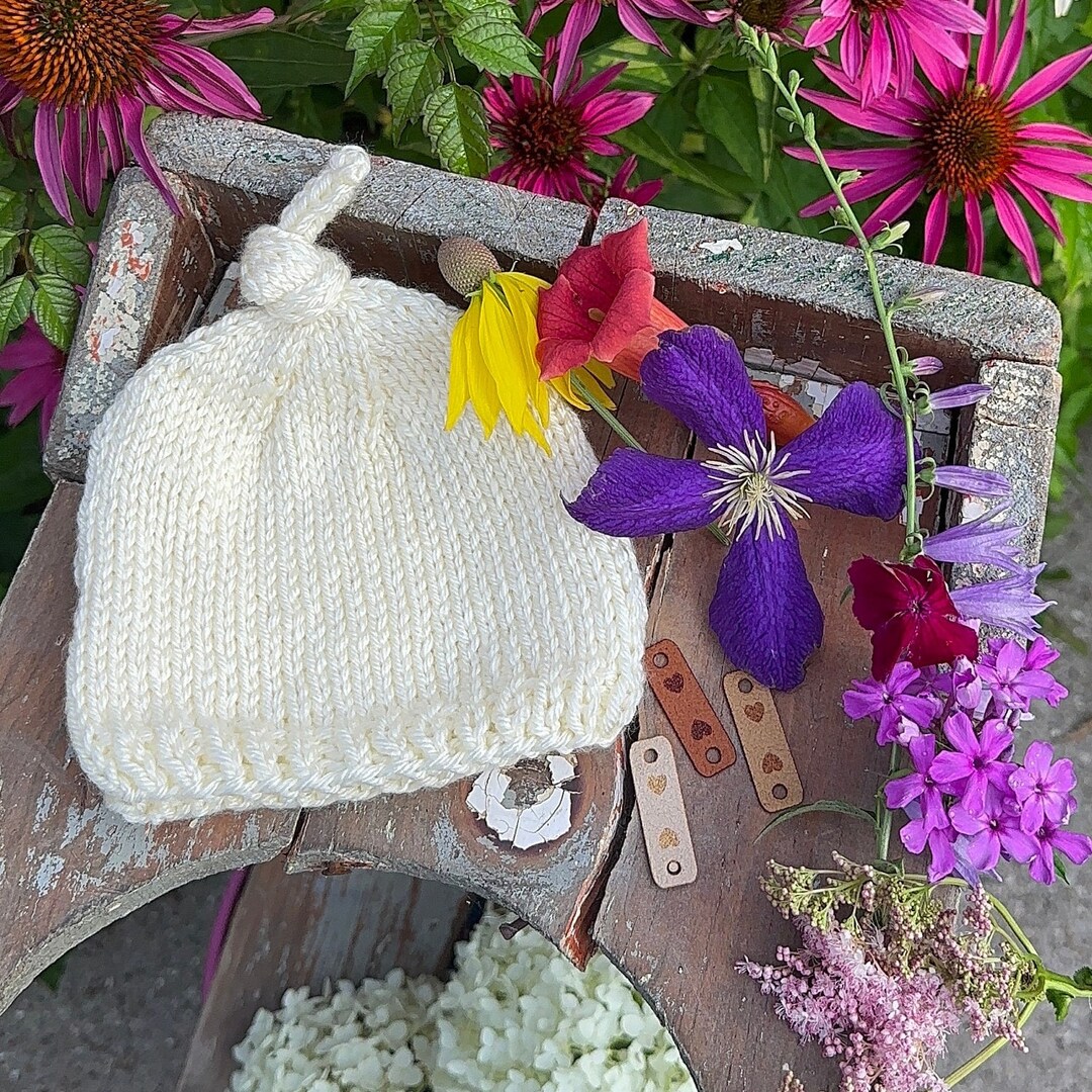 Newborn Cream Color Baby Beanie, Unisex Baby Hat, Hello Baby, Neutral ...