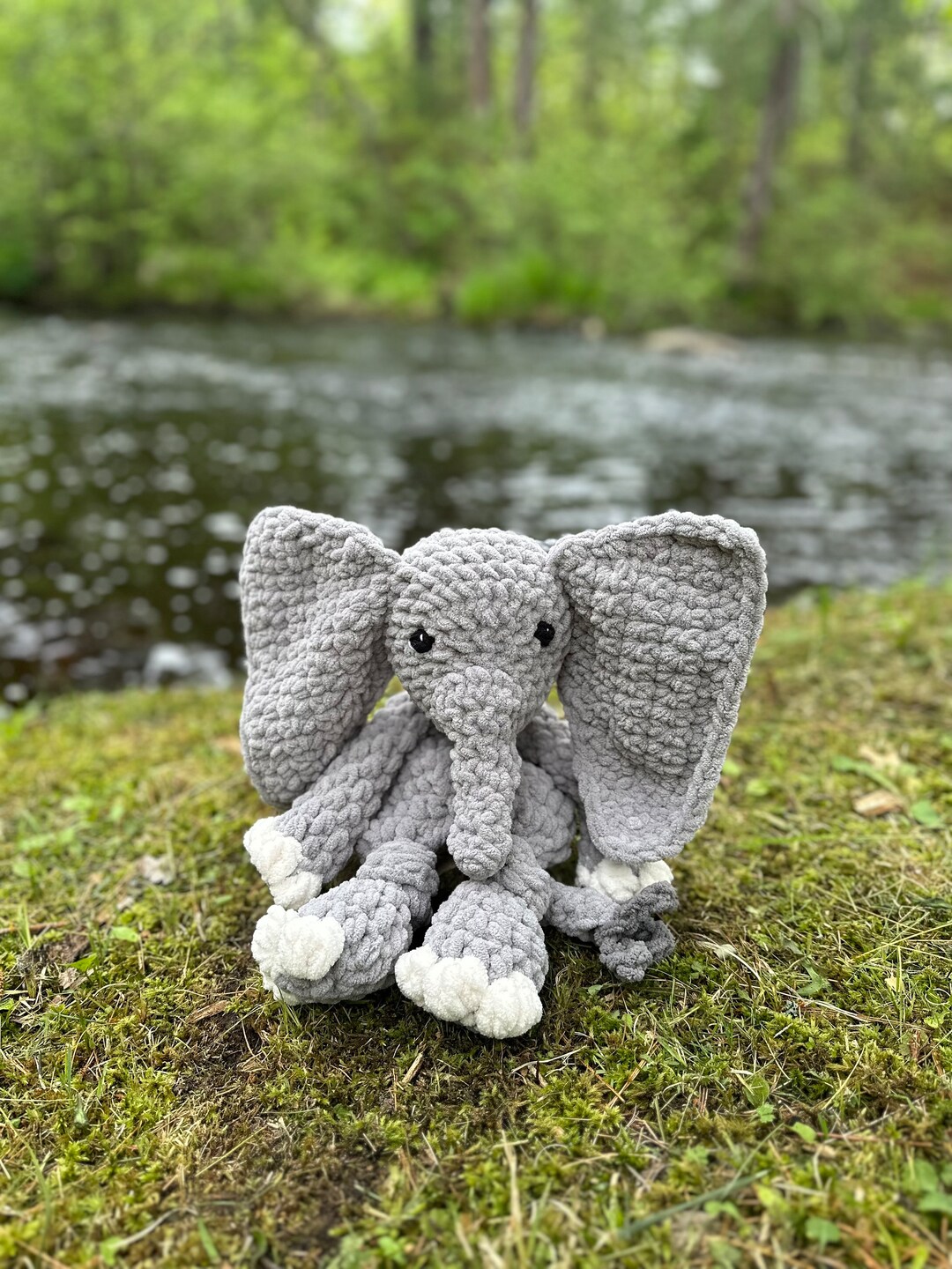 Elephant Lovey, Crochet Elephant Lovey, Plush Gray Safari Lovey ...
