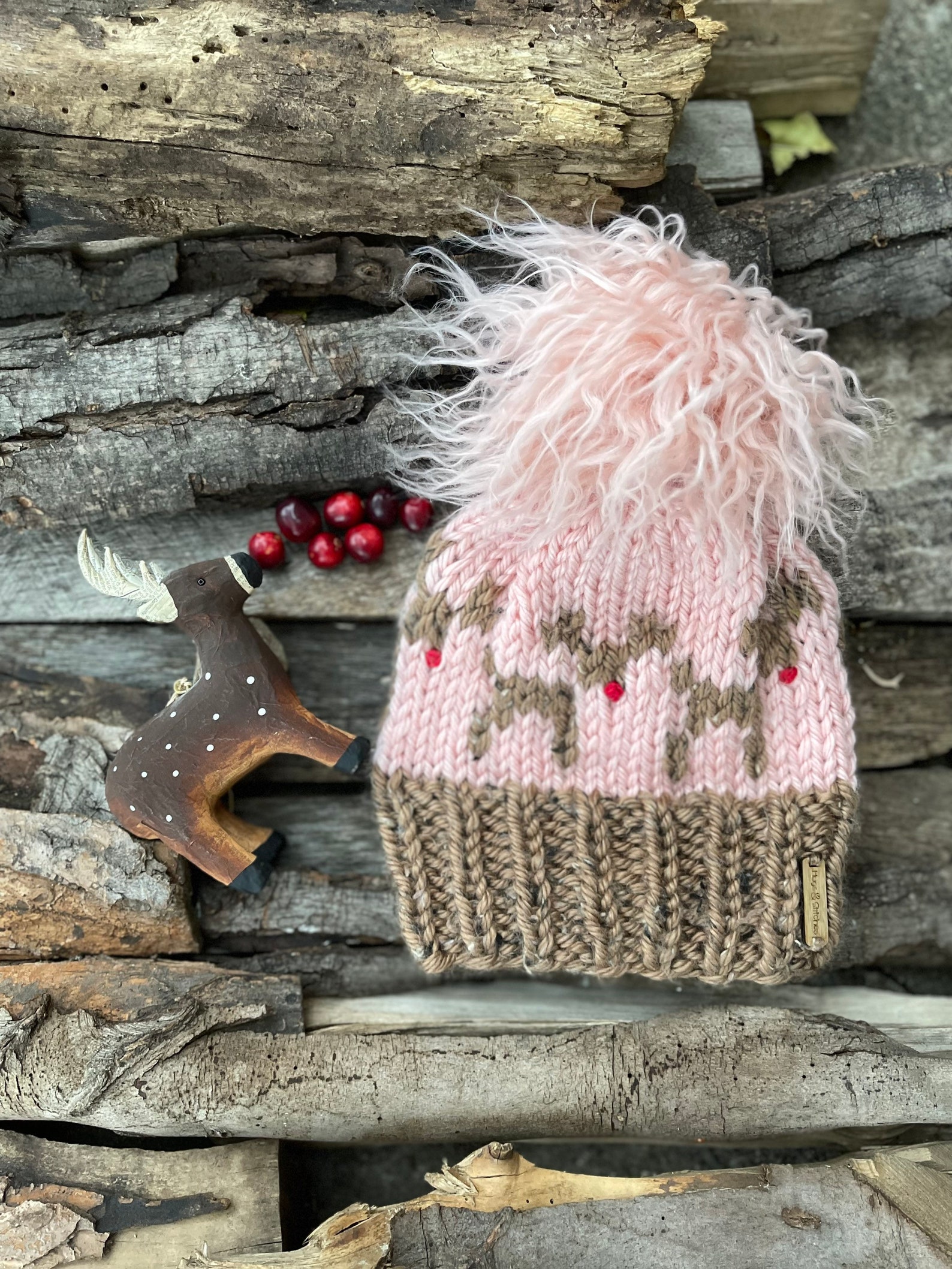 Rudolph Hat, Reindeer Hat, Slouchy Hat, Millennial Pink Beanie, Secret ...