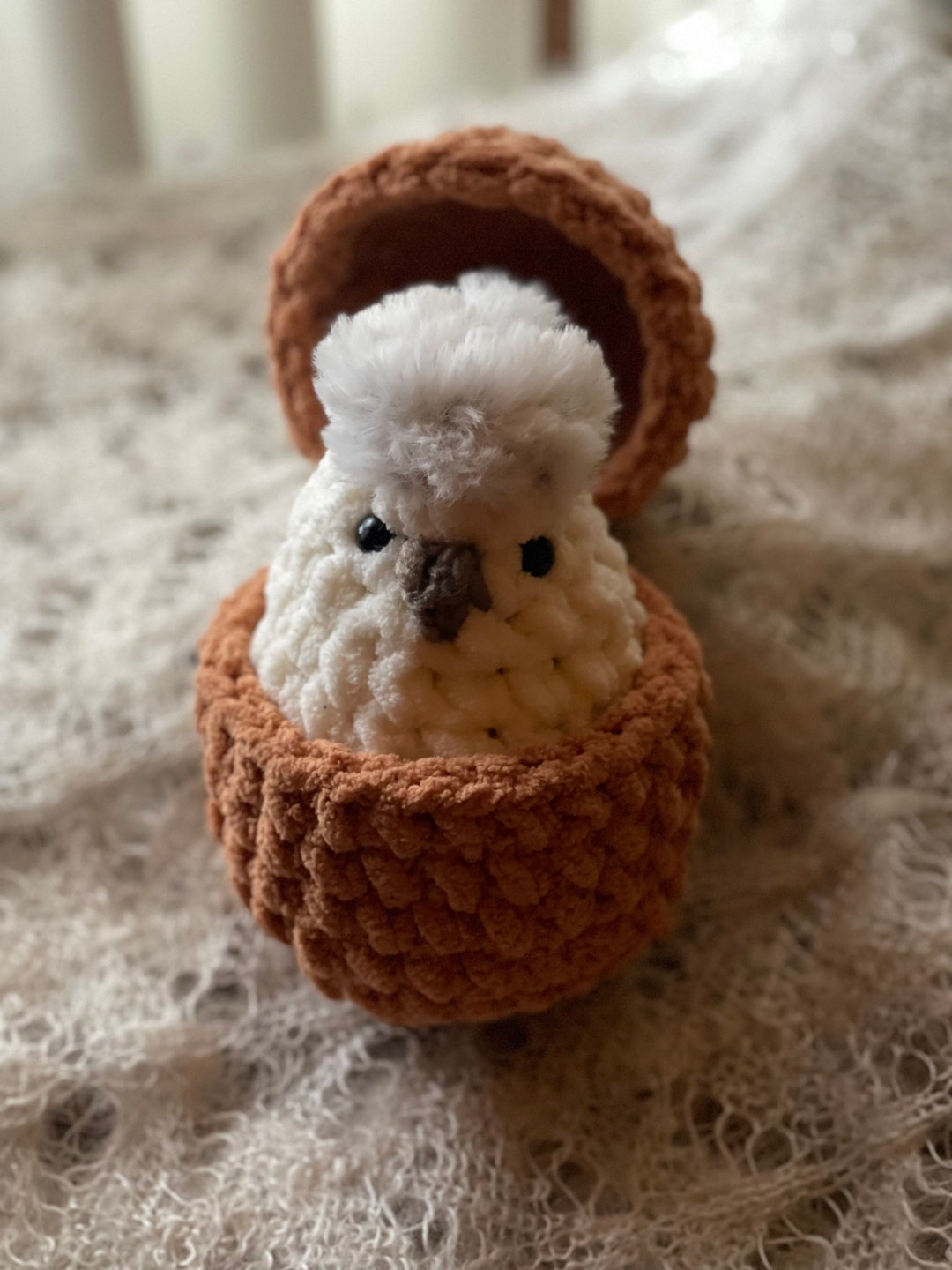 Silkie Chicken, Crochet Hatching Chicken, Baby Chicken in Shell, Easter ...