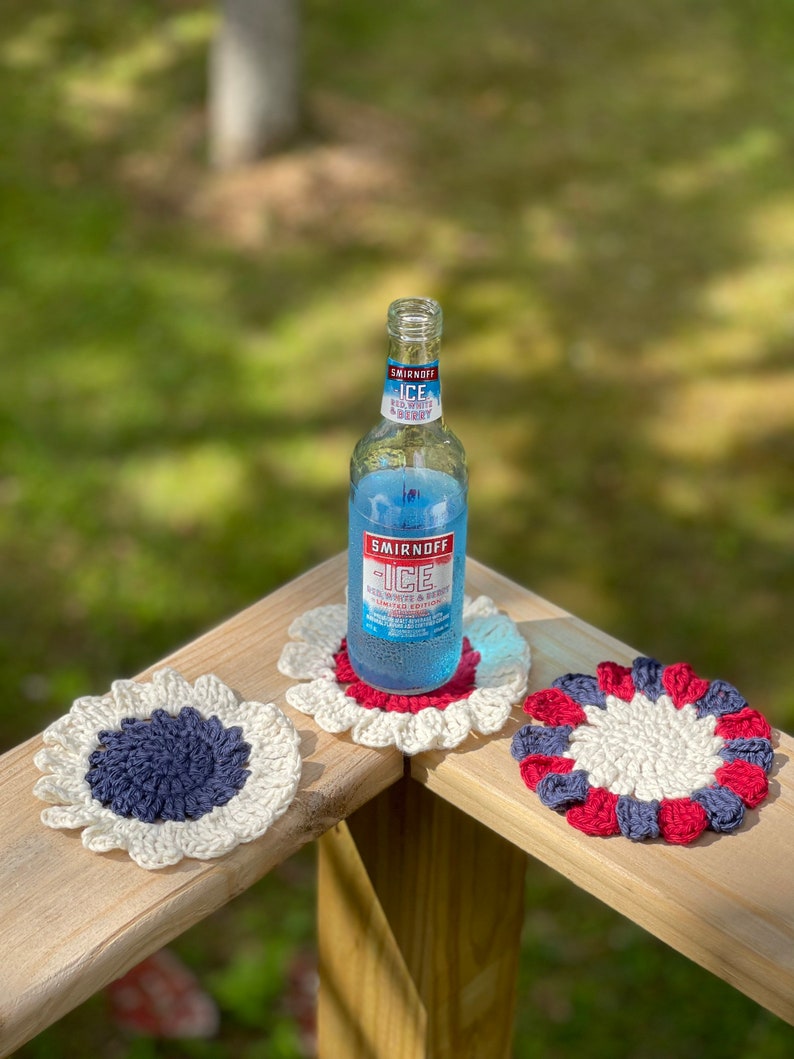 Patriotic Daisy Coasters, Rustic Farmhouse Daisy Coasters, Plant ...