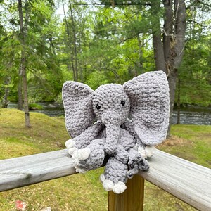 Elephant Lovey, Crochet Elephant Lovey, Plush Gray Safari Lovey ...