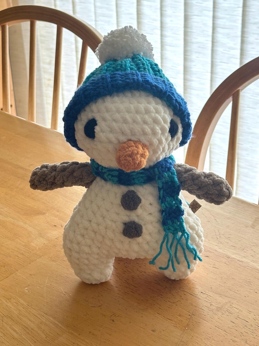 Chilly the Snowman Plushie, Crochet Snowman Decor, Snowman Holiday ...