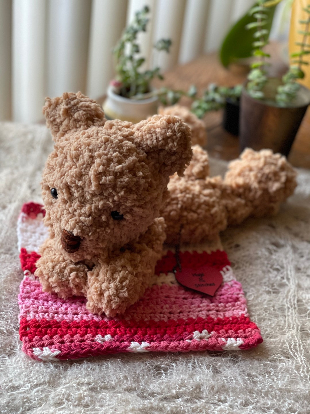 Mini Cuddle Teddy, Valentine Teddy Lovey, Sherpa Cuddler, Soft Crochet ...