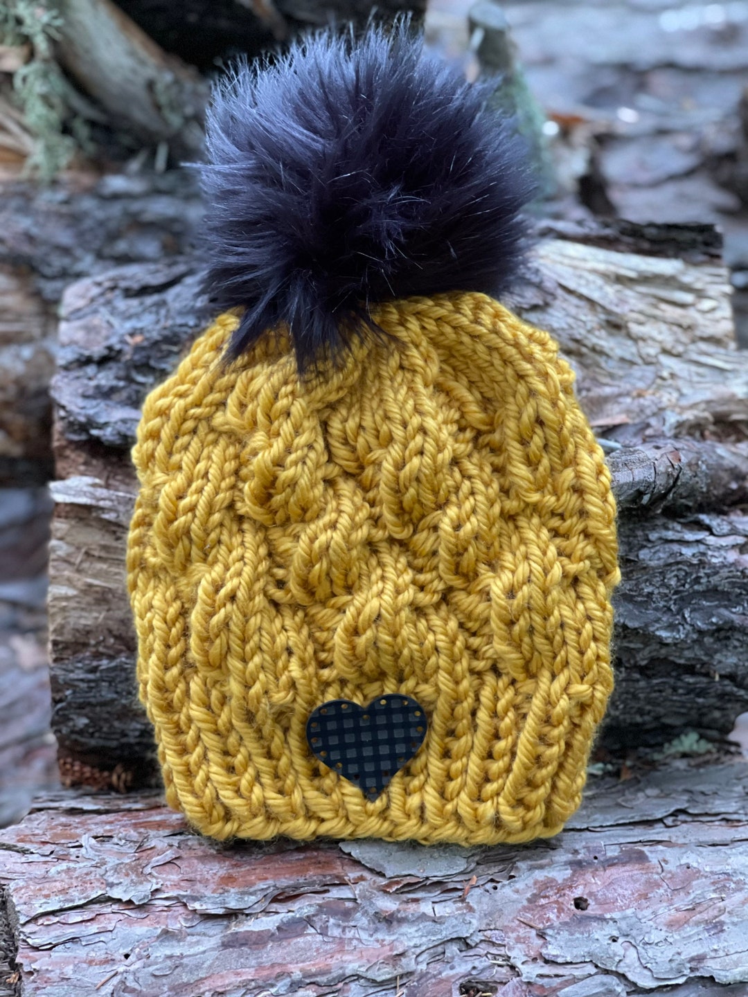 Bumble Bee Beanie, Honeycomb Hat, Yellow Knit Beanie, Autumn Hand Knit ...