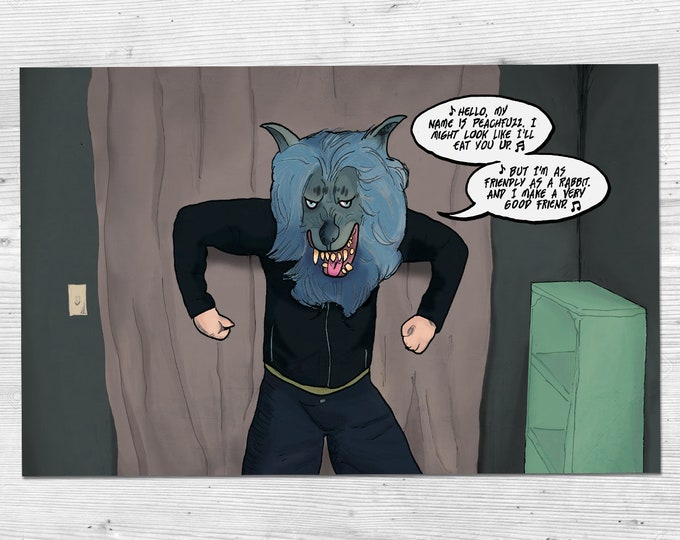 Creep 2015 Peachfuzz Movie Quote Mark Duplass Wolf Mask Handmade Art ...