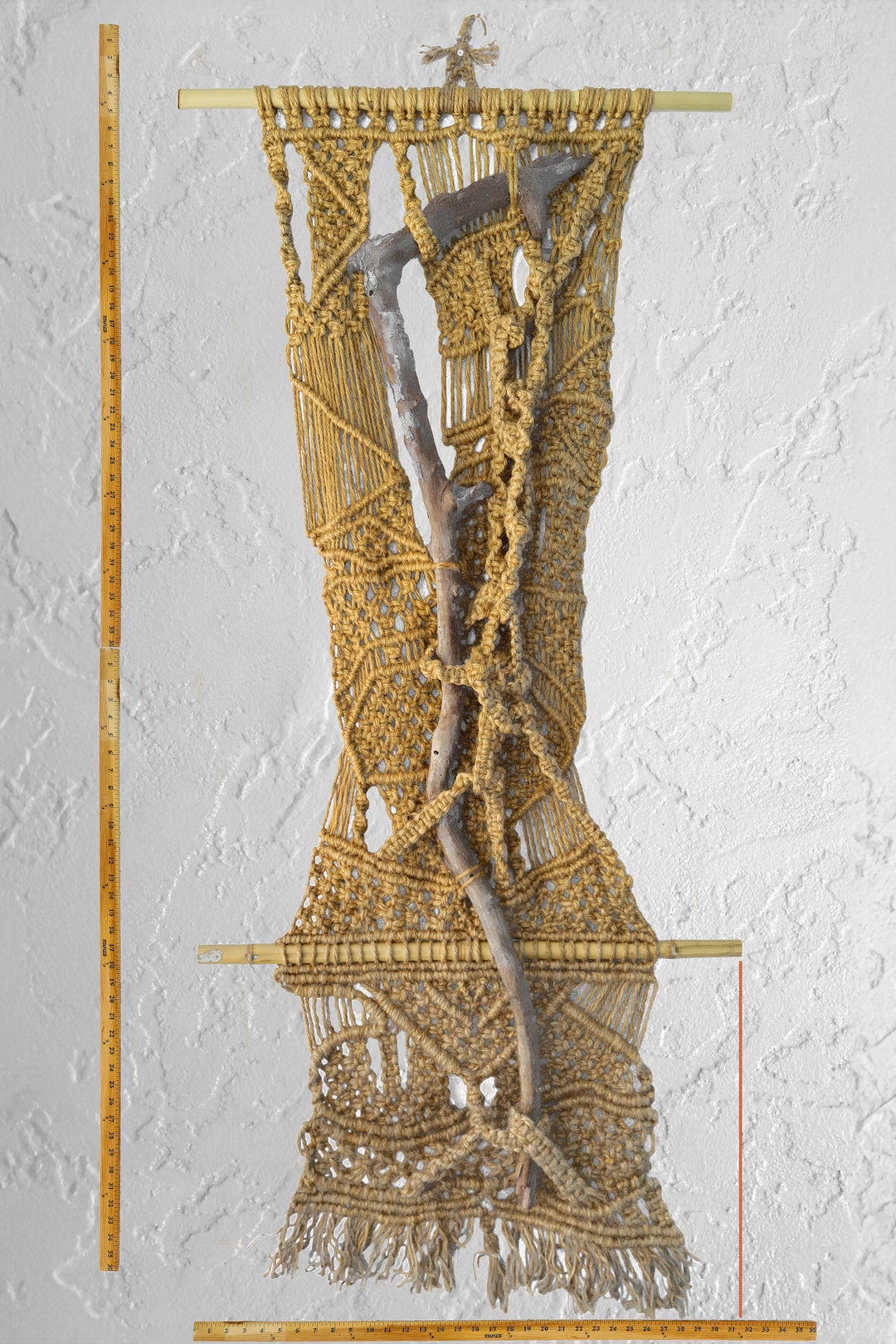 OLD STICK. Macramé. Wall Hanging, Jute, Weaving, Bamboo, , Hand Tied ...