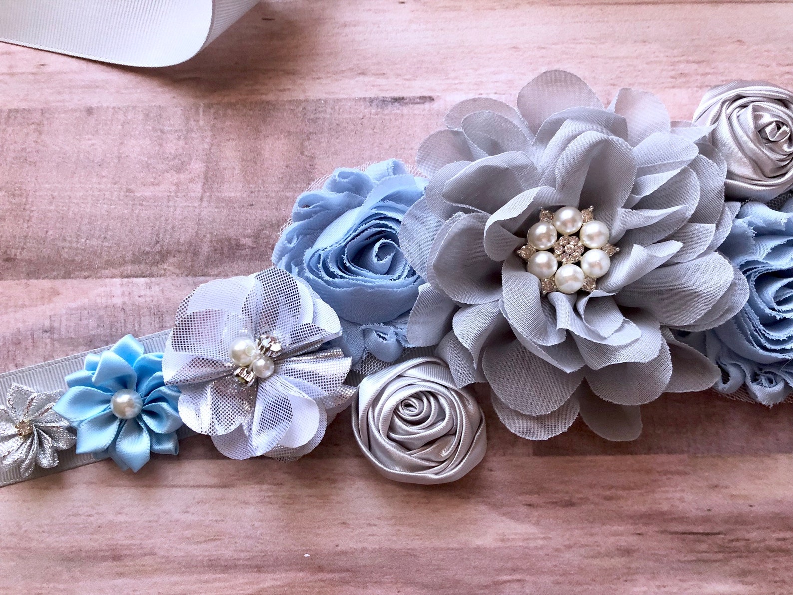 Baby Blue Silver and Gray Boy Maternity Sash Baby Blue - Etsy