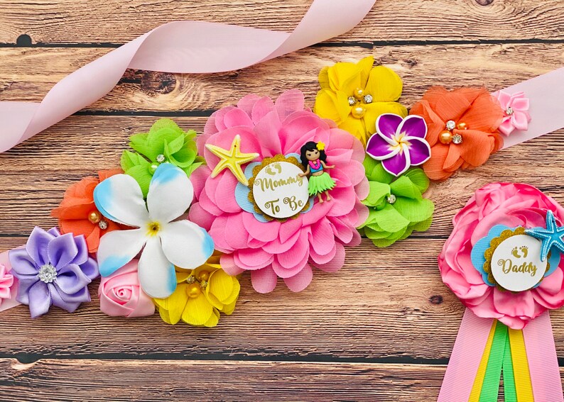 Aloha Baby Shower Maternity Sash Tropical Colorful Sash | Etsy