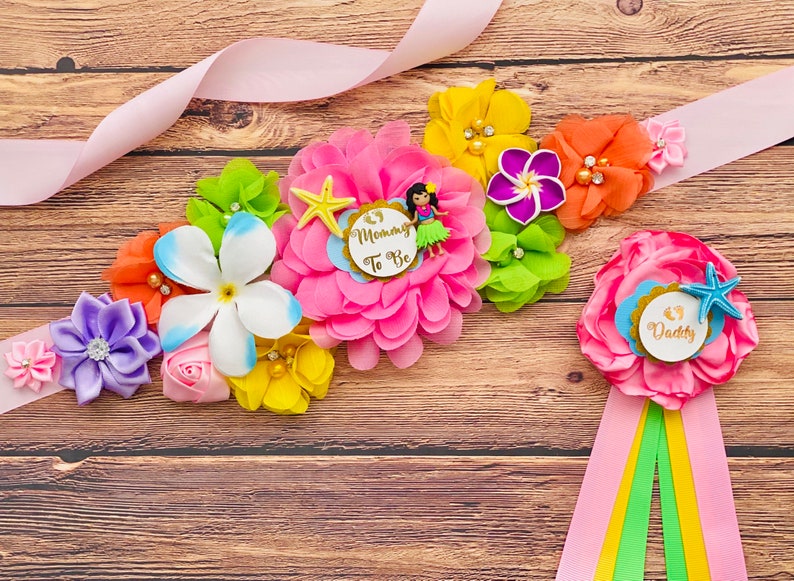 Aloha Baby Shower Maternity Sash Tropical Colorful Sash | Etsy