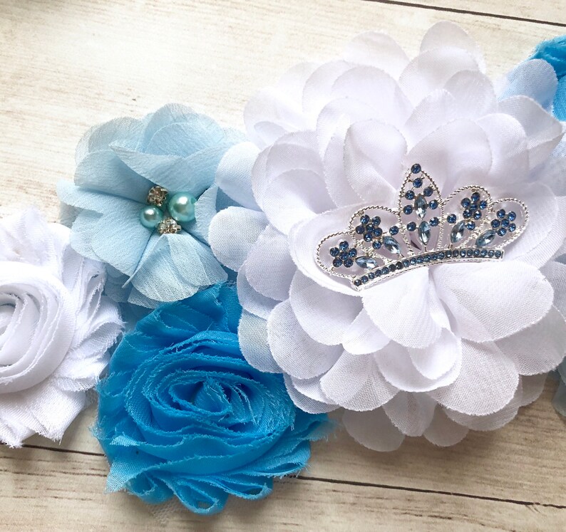 Blue Maternity Sash Little Prince Crown Baby Blue Pregnancy - Etsy