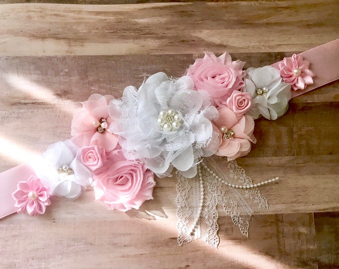 Flower Sash Bridal Sash Flower Girl Sashpregnancy - Etsy