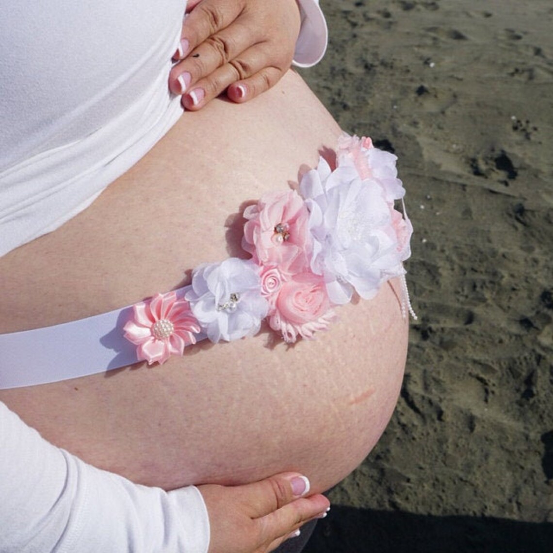 Flower Sash Bridal Sash Flower Girl Sashpregnancy | Etsy