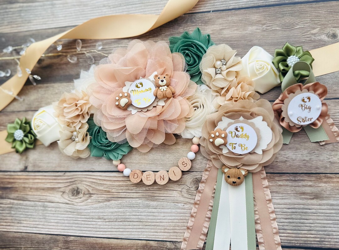 Teddy Bear Maternity Sash, Personalized Name Teddy Bear Sash, Daddy to ...