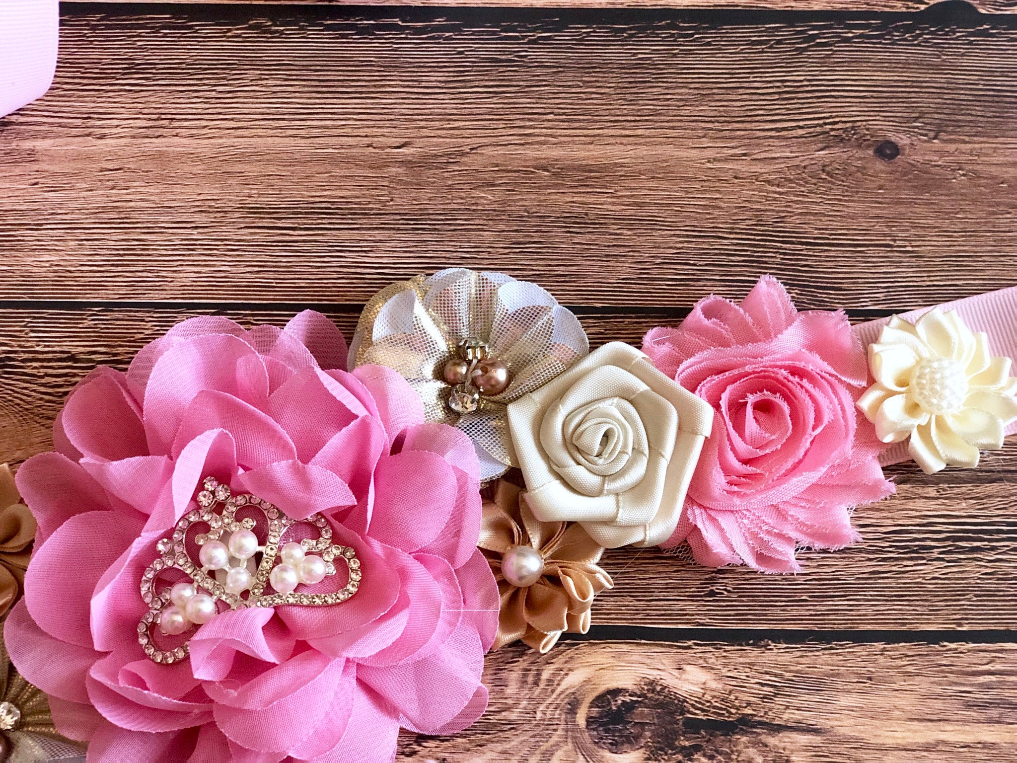 Pink and Gold Maternity Sash/princess Belly Sash/princess Baby - Etsy