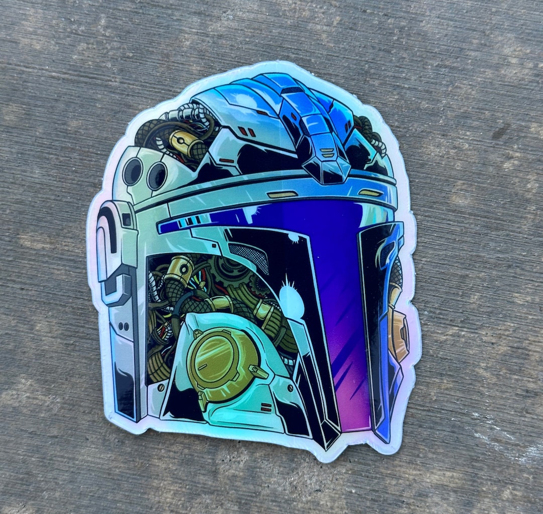 Holographic Cyberpunk Mando Helmet Decal - Etsy