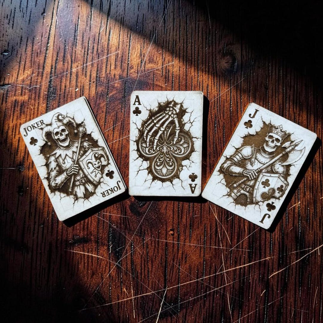 Ace of Clubs / Jack of Clubs / Joker of Clubs 3D Laser Engraved Wooden ...