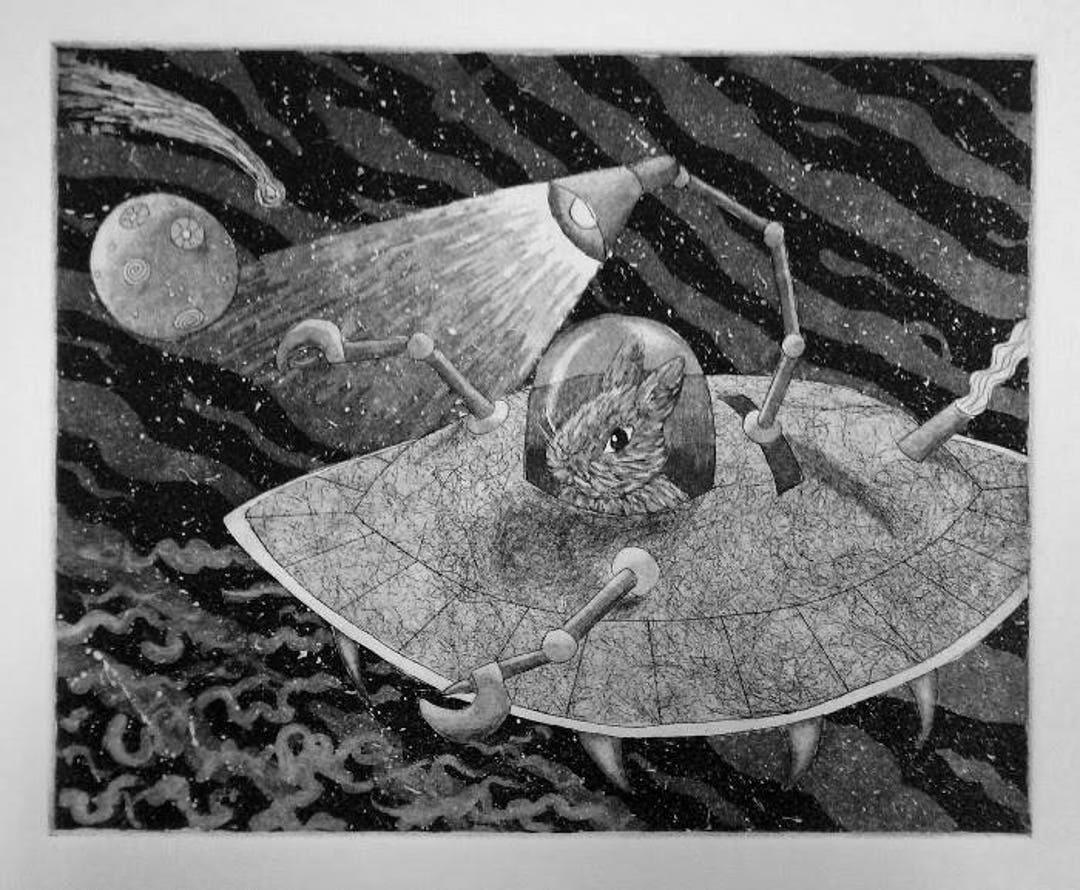 Space Lobster - Aquatint Etching - Etsy