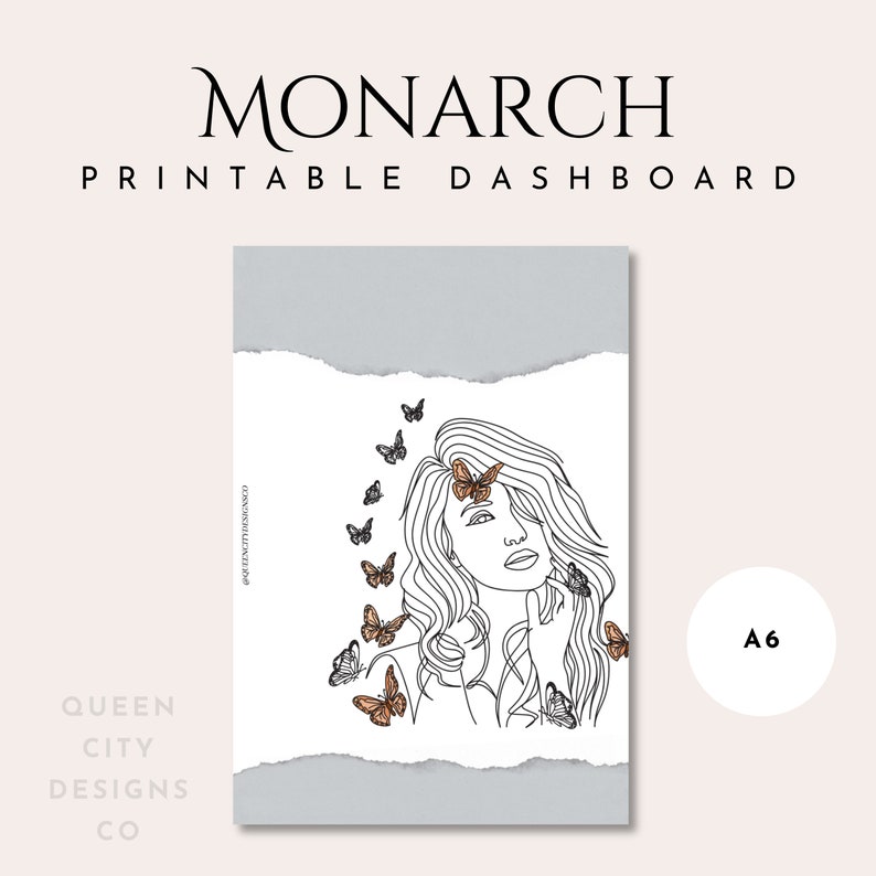 Monarch [A6 Size] Digital Dashboard, Printable PDF With Cut Lines ...