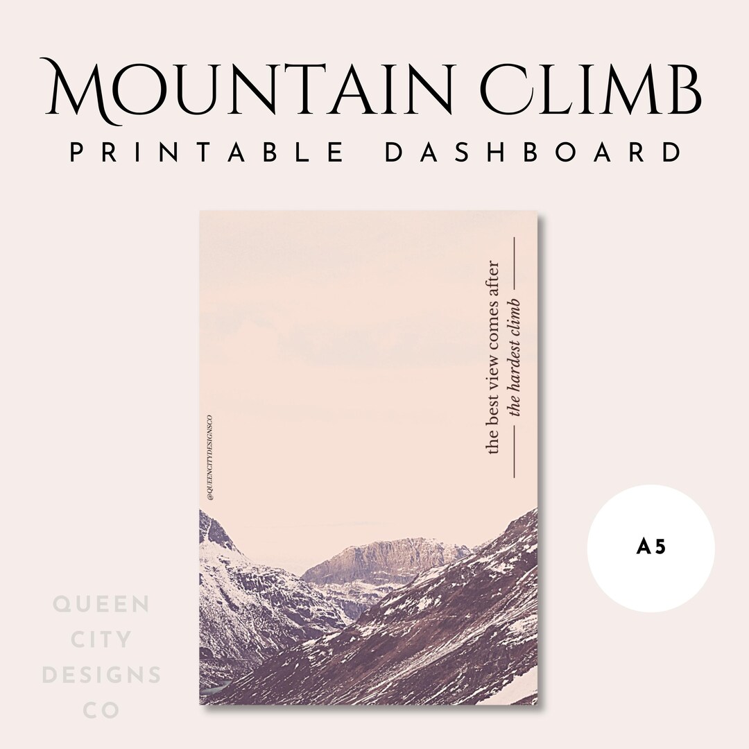 Mountain Climb [A5 Size] Digital Dashboard, Printable PDF With Cut ...