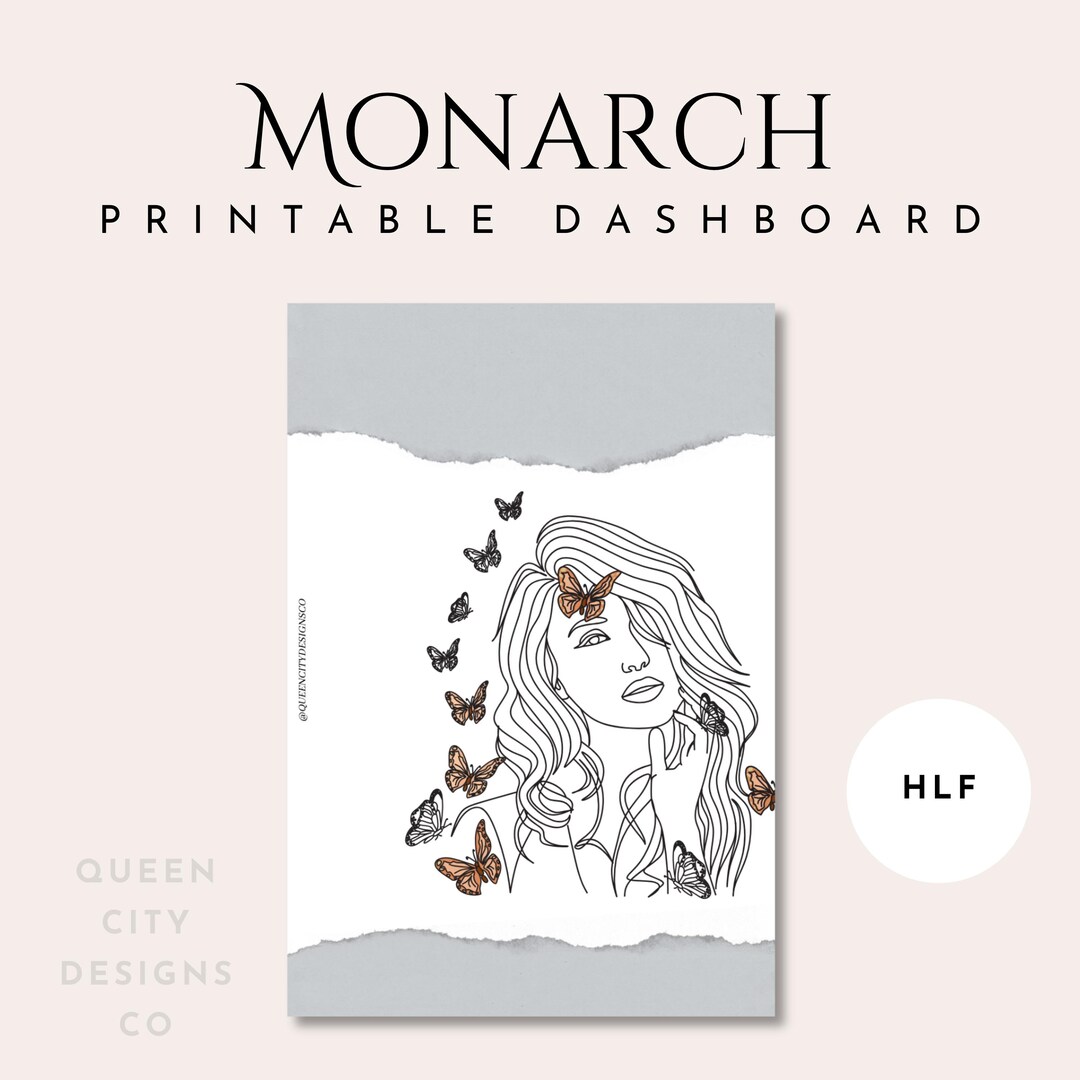 Monarch [half Letter Size] Digital Dashboard, Printable PDF With Cut ...