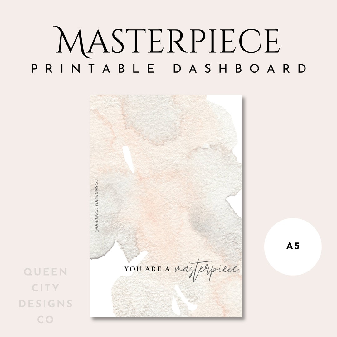 Masterpiece [A5 Size] Digital Dashboard, Printable PDF With Cut Lines | Queen City Designs Co ...