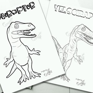 Velociraptor Coloring Pages - Color Together Set - Etsy