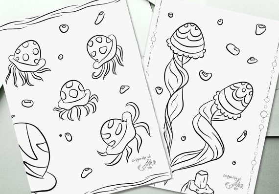 Jellyfish Coloring Pages preview for Full Book - Etsy