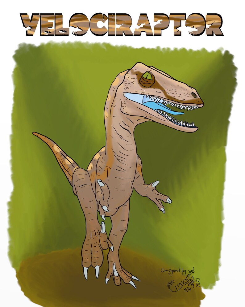 Velociraptor Coloring Pages - Color Together Set - Etsy
