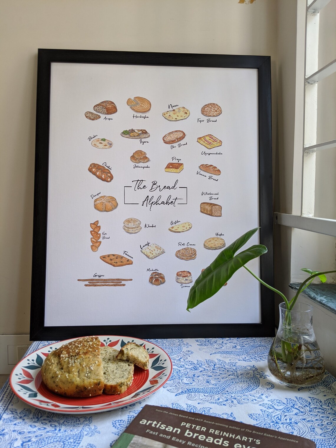 Bread A to Z Watercolour Illustration Print Kitchen Bakery | Etsy