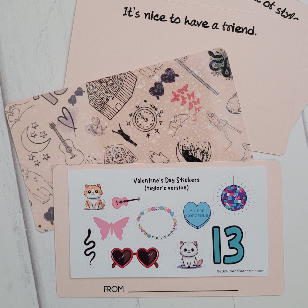 Taylor Swift Classroom Valentines Day Cards Non Candy Valentines ...