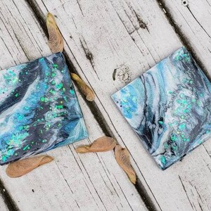 BLUE Marble Coasters, Blue Marble Decor, Home and Living, Blue Resin ...