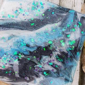 BLUE Marble Coasters, Blue Marble Decor, Home and Living, Blue Resin ...