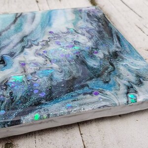 BLUE Marble Coasters, Blue Marble Decor, Home and Living, Blue Resin ...