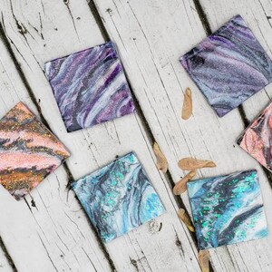 BLUE Marble Coasters, Blue Marble Decor, Home and Living, Blue Resin ...