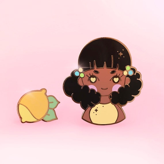 Lemon Girl Hard Enamel Pin Lemon Mini Pin - Etsy