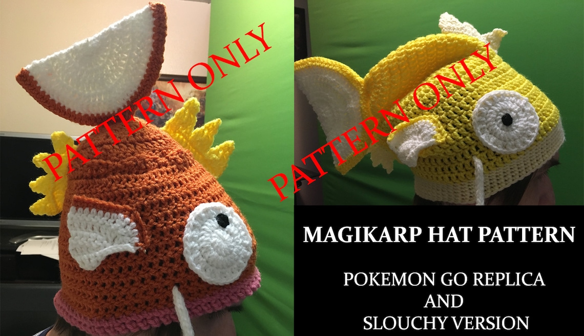 Crochet Magikarp Hat Pattern - Pokemon Go Replica and Slouchy Pattern ...