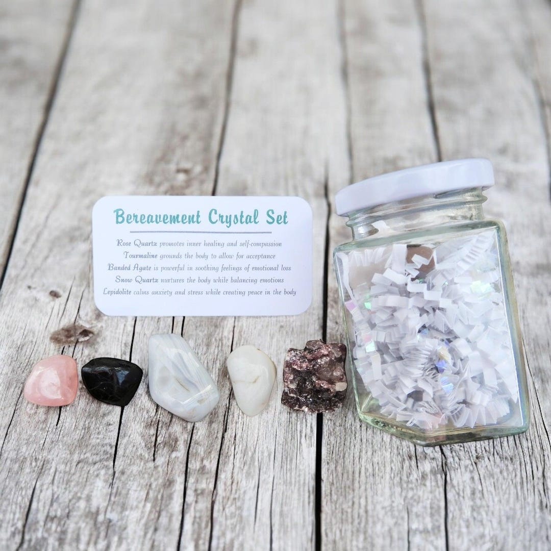 Bereavement Crystal Set: Grief & Loss Healing Stones in Glass Jar - Etsy