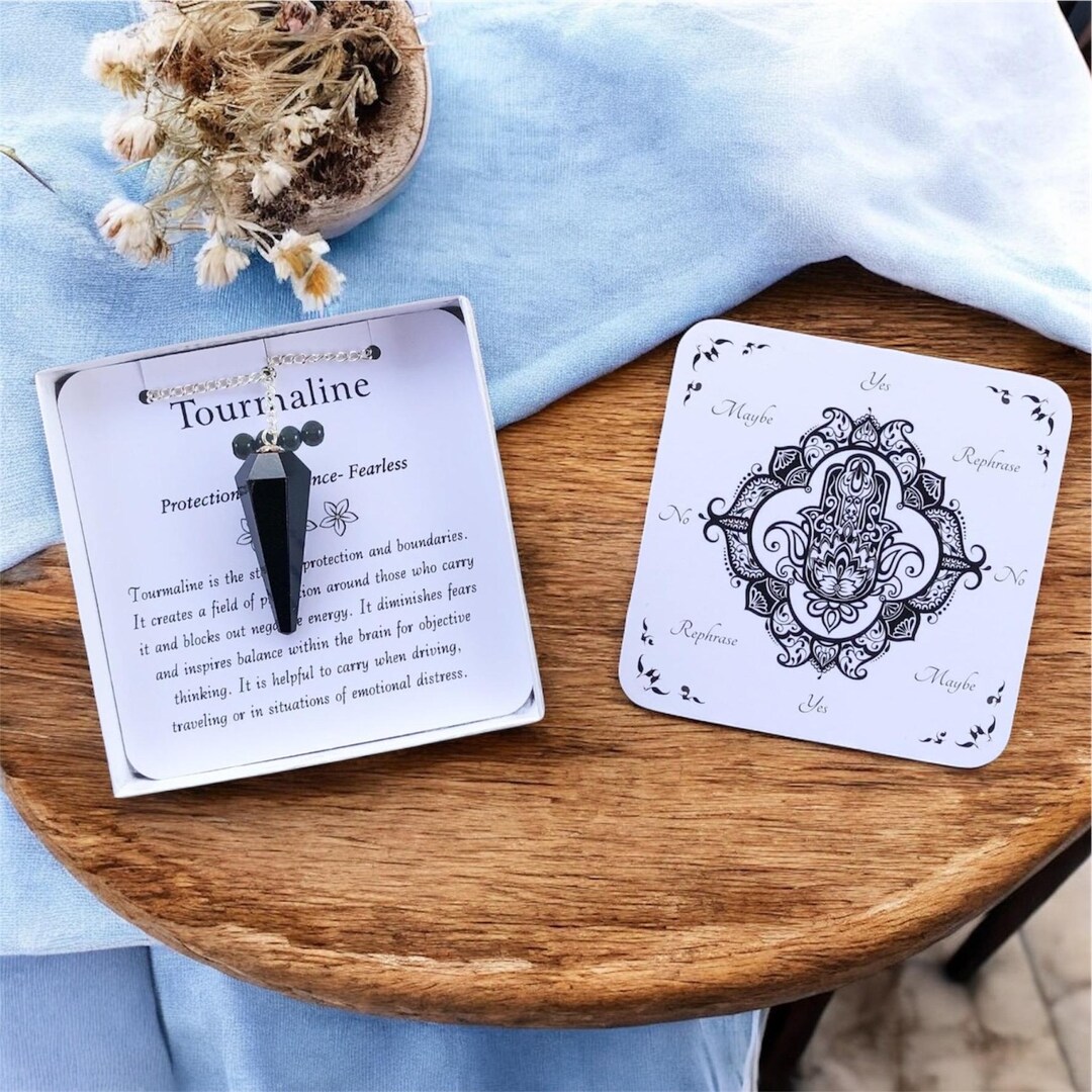 Tourmaline Pendulum Kit for Grounding and Protection: Divination Board ...
