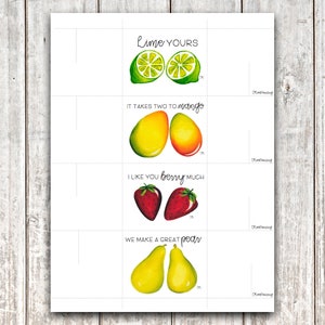 Watercolor Valentine's Cards: Fruit Snack Sleeve - Etsy