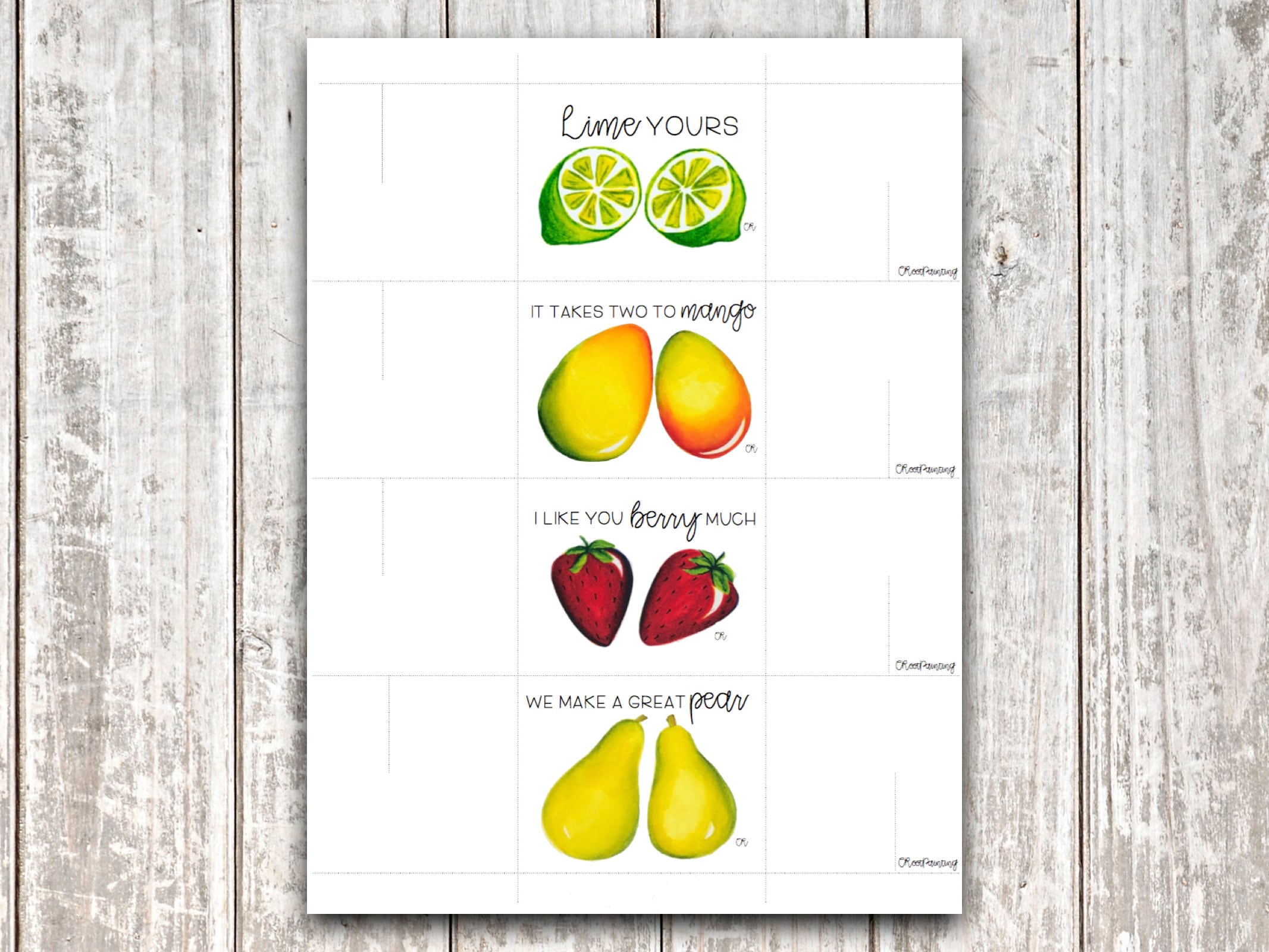 Watercolor Valentine's Cards: Fruit Snack Sleeve - Etsy