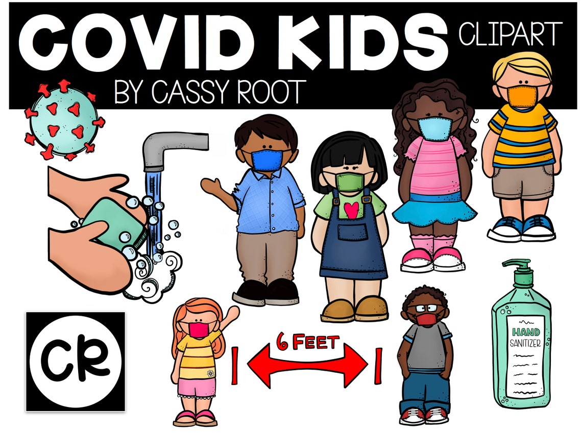 Covid Kids Digital Clipart Kids in Masks - Etsy