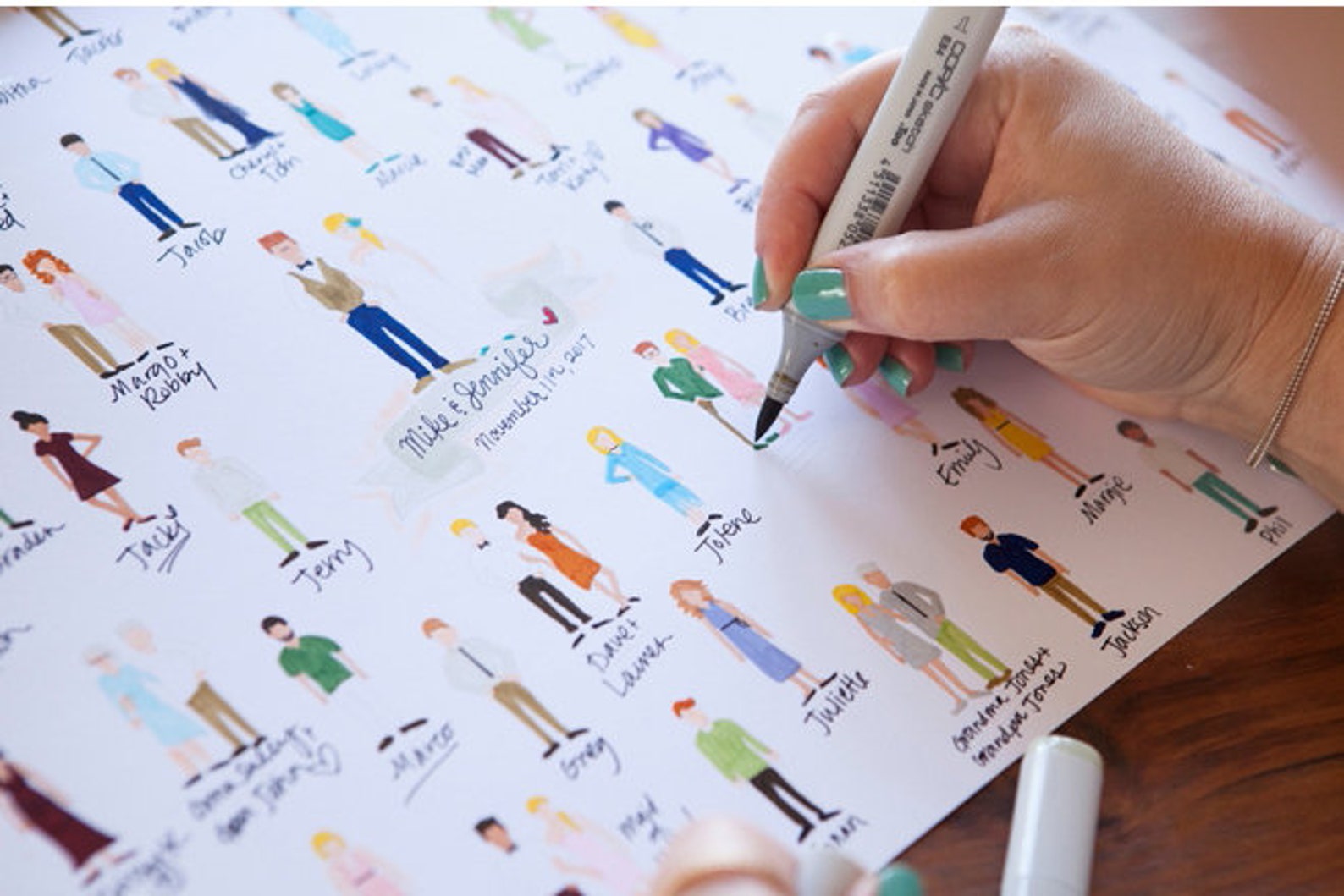 Colourable Wedding Guest Book Instant Download Unique Guest Book ...